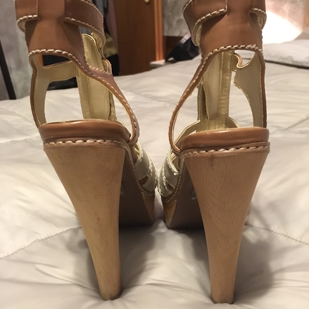 Bakers Stephania Wooden High Heel Sandals - Gem